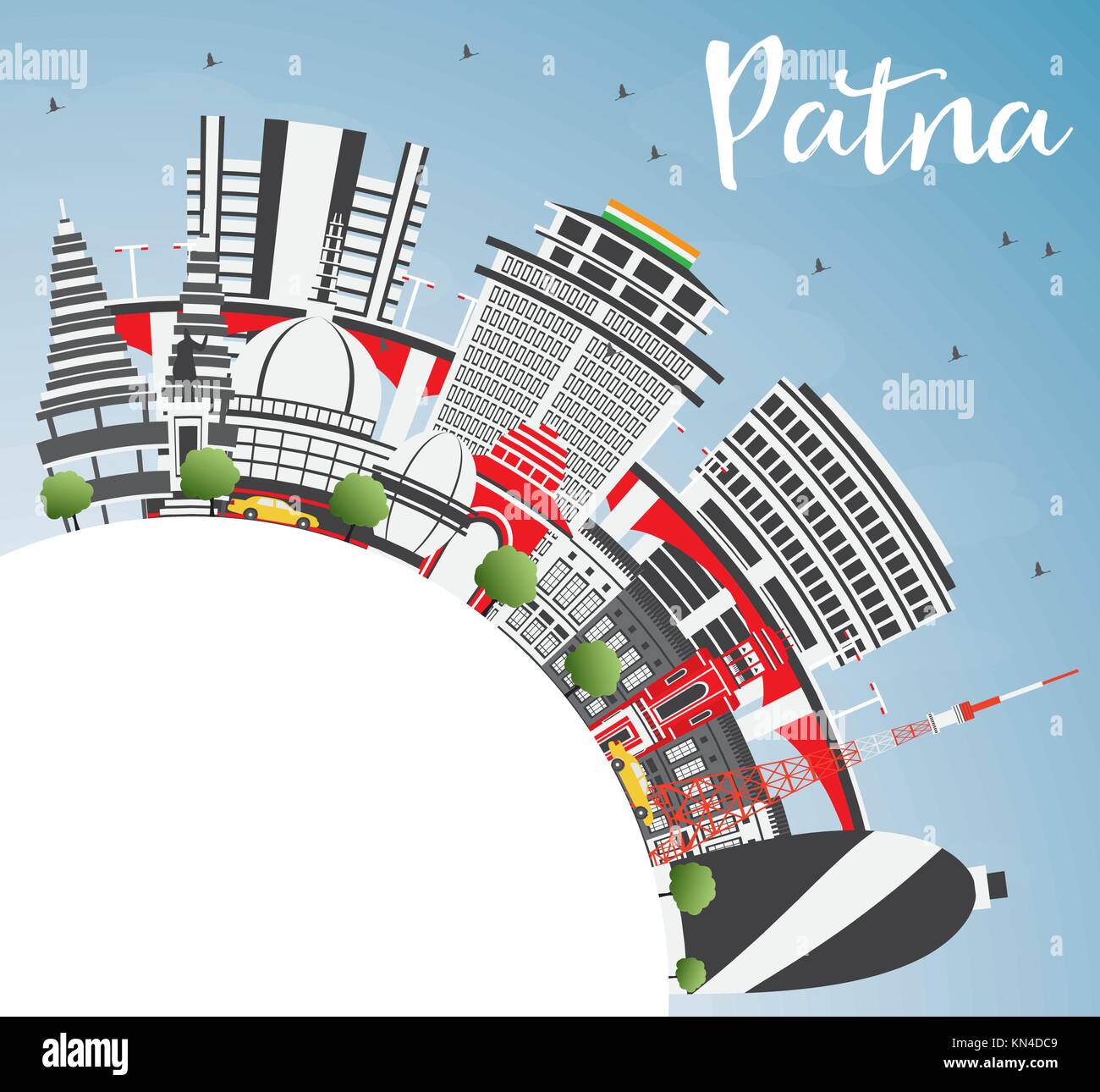 Patna Skyline with Gray Buildings, Blue Sky and Copy Space. Vector ...