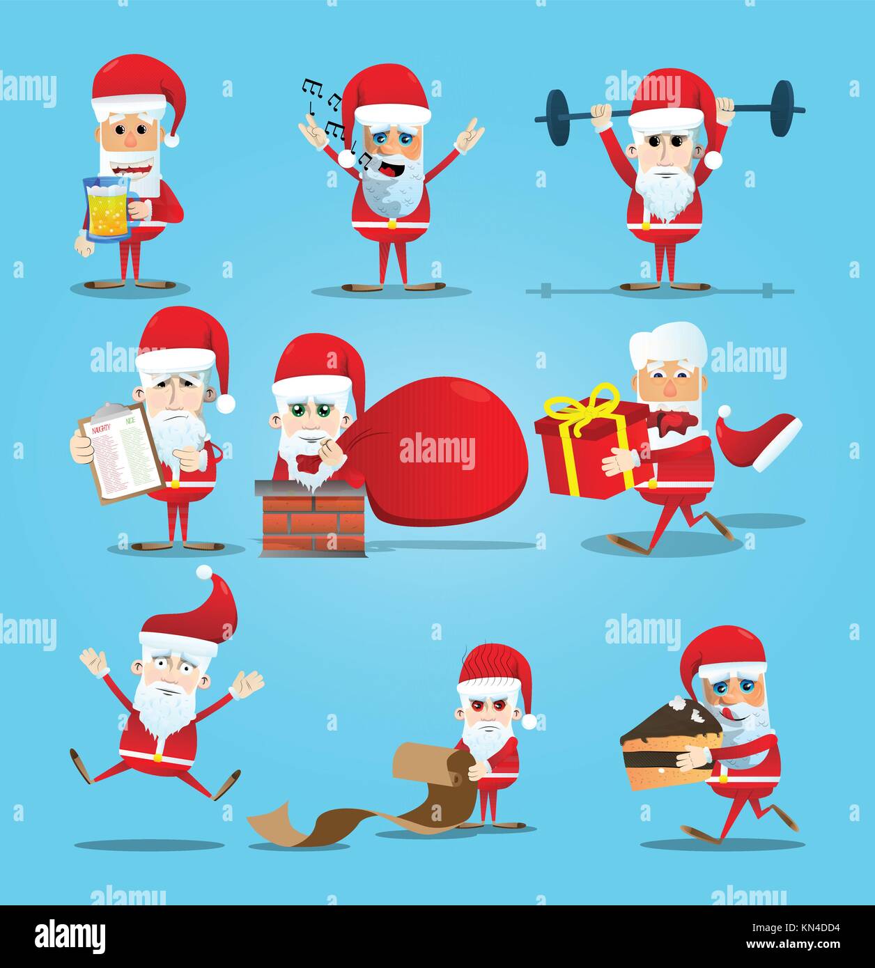 Set of Christmas Santa Claus. Vector cartoon character illustration ...
