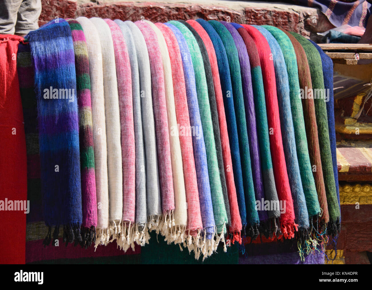 shawls and scarves for sale in Kathmandu, Nepal Stock Photo - Alamy