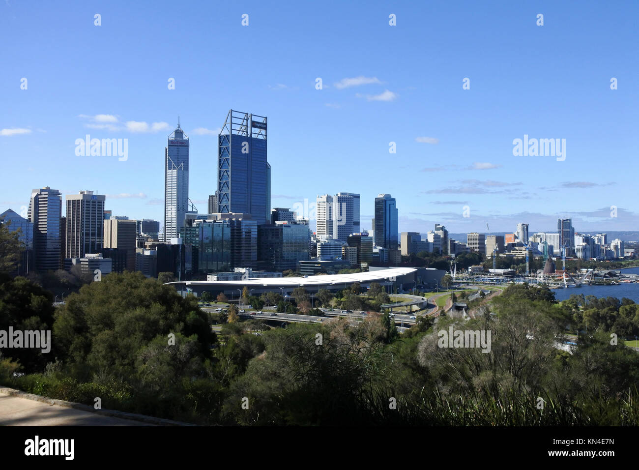 View of Perth City from Kings Park and Botanical Gardnes Stock Photo ...