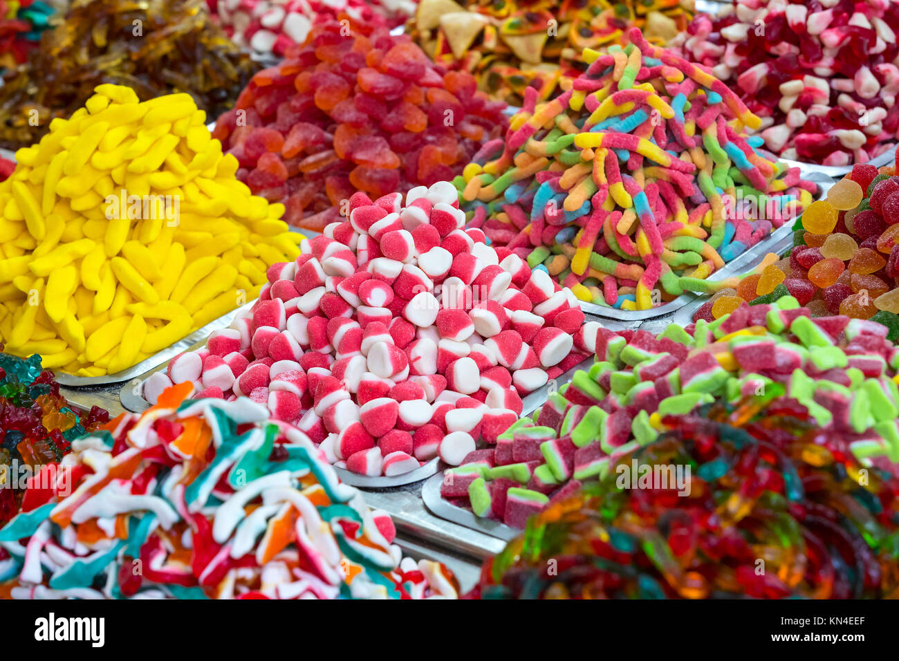 Assortment of jellied colored sweets as a product background Stock ...