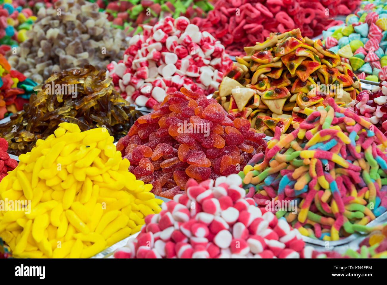 Assortment of jellied colored sweets as a product background Stock ...