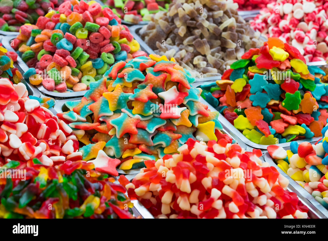 Assortment of jellied colored sweets as a product background Stock ...