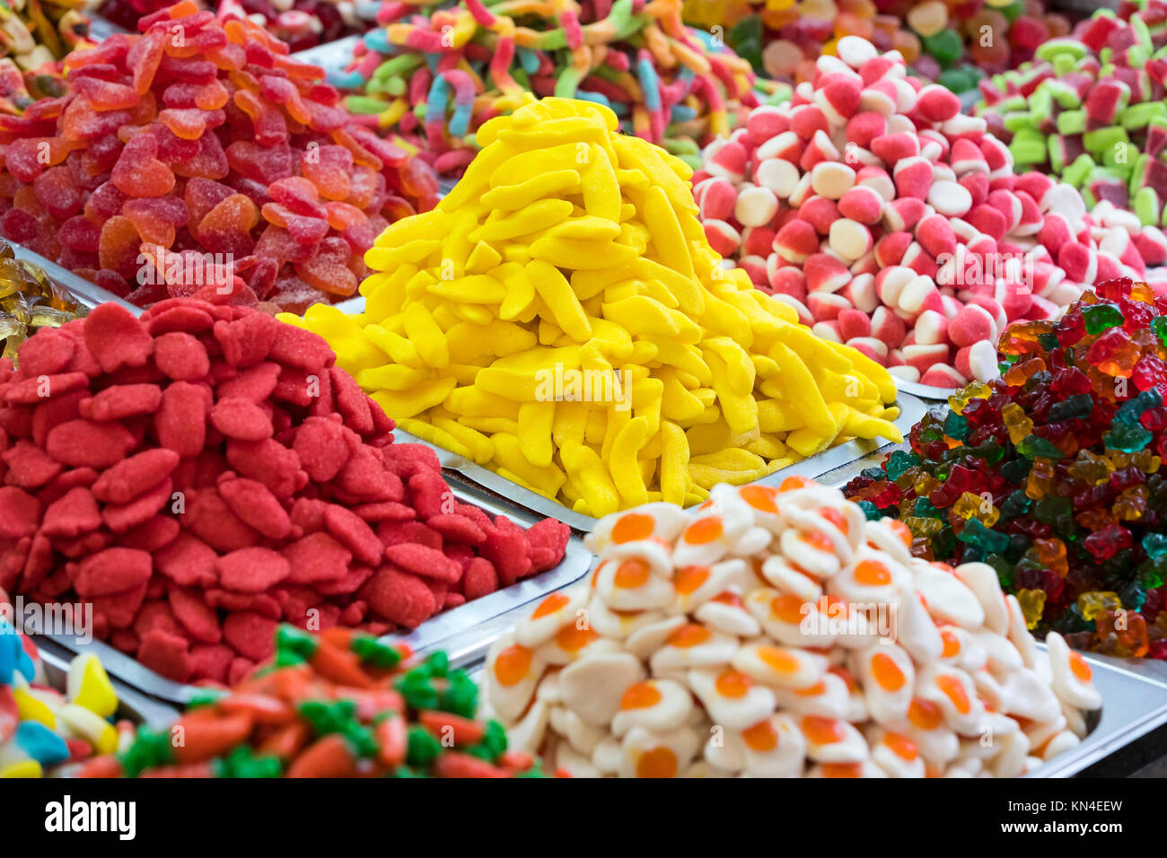 Assortment of jellied colored sweets as a product background Stock ...