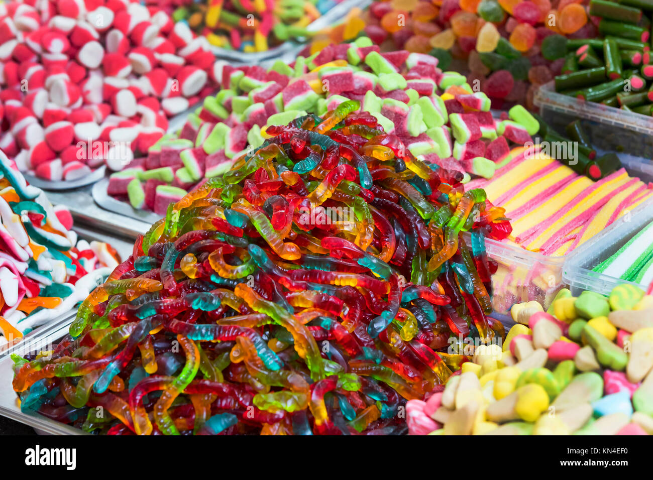 Assortment of jellied colored sweets as a product background Stock ...