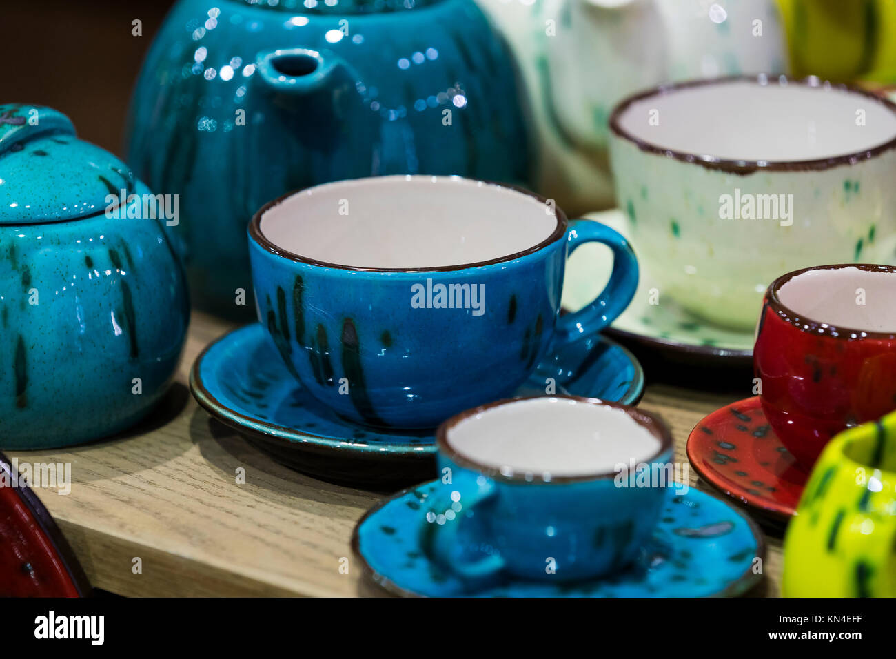 Cups of pottery for drinking tea Stock Photo - Alamy