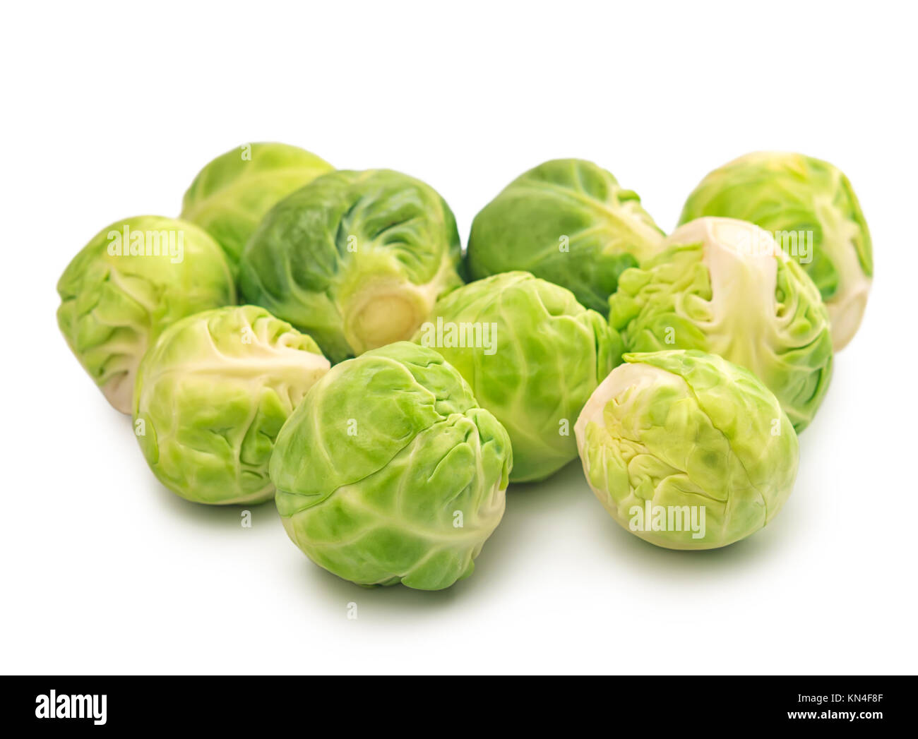 small green cabbage of Brussels sprouts isolated on white background ...