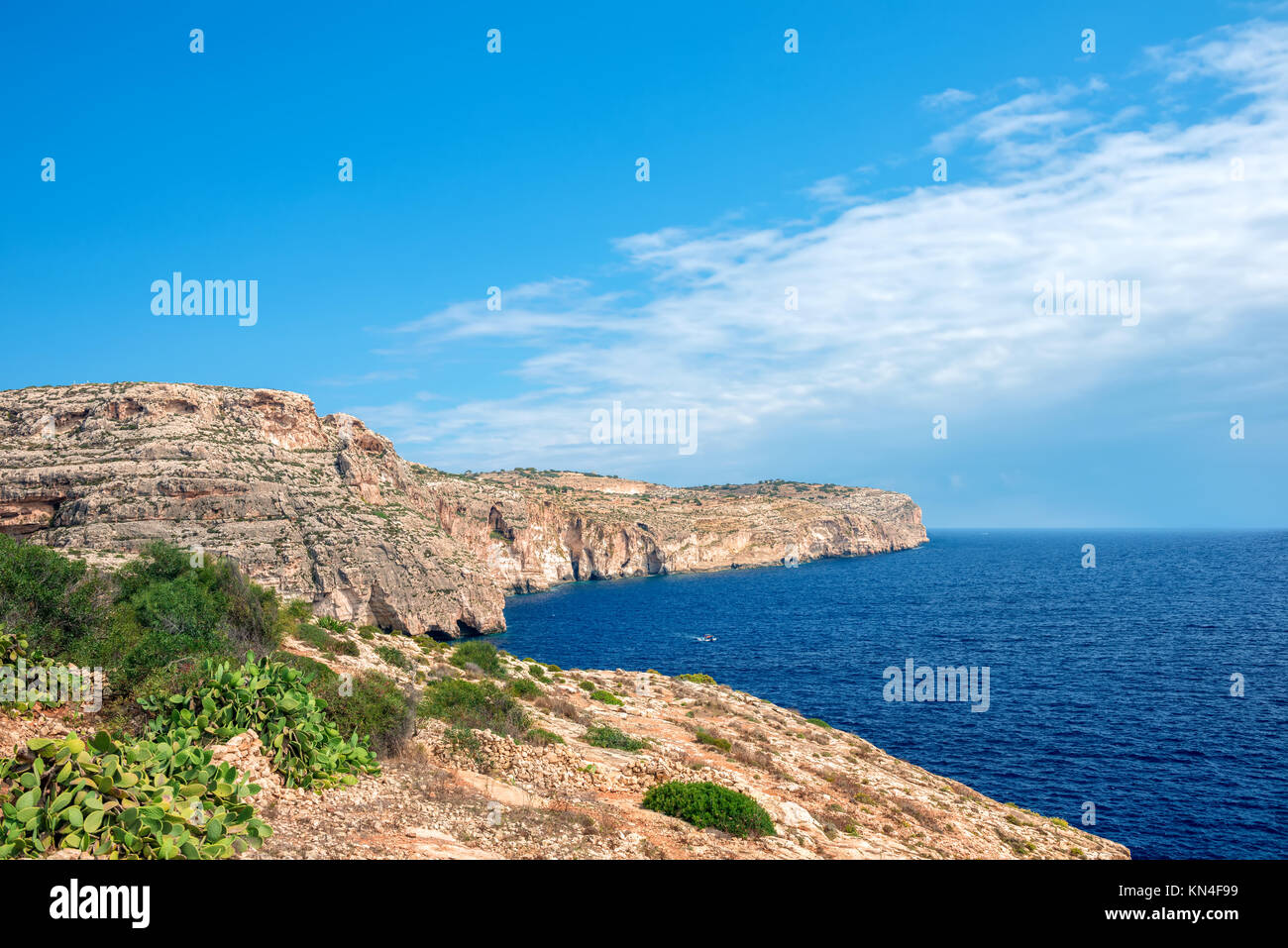 beautiful european view of cliff in blue lagoon, Malta Stock Photo - Alamy
