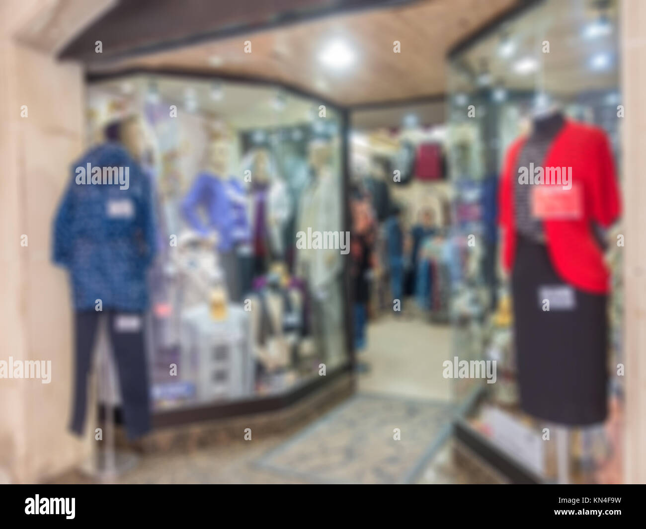 abstract defocused blurry background with showcases fashion store ...