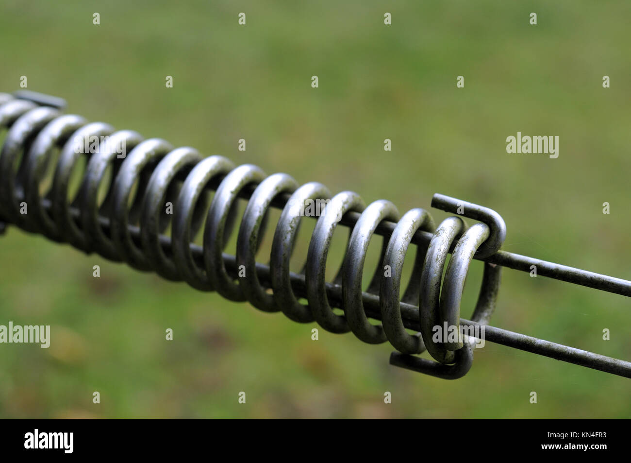 spiral spring at a pasture fence Stock Photo - Alamy