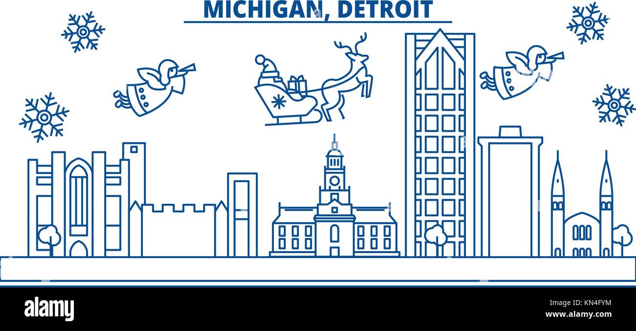 Detroit Skyline Christmas