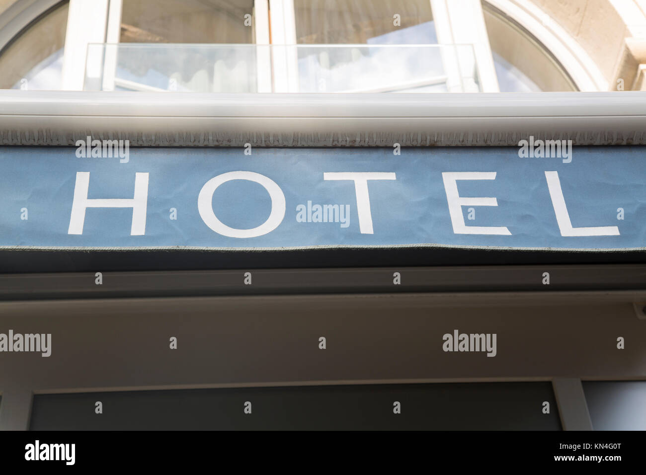 Hotel Sign on Building Facade Stock Photo - Alamy