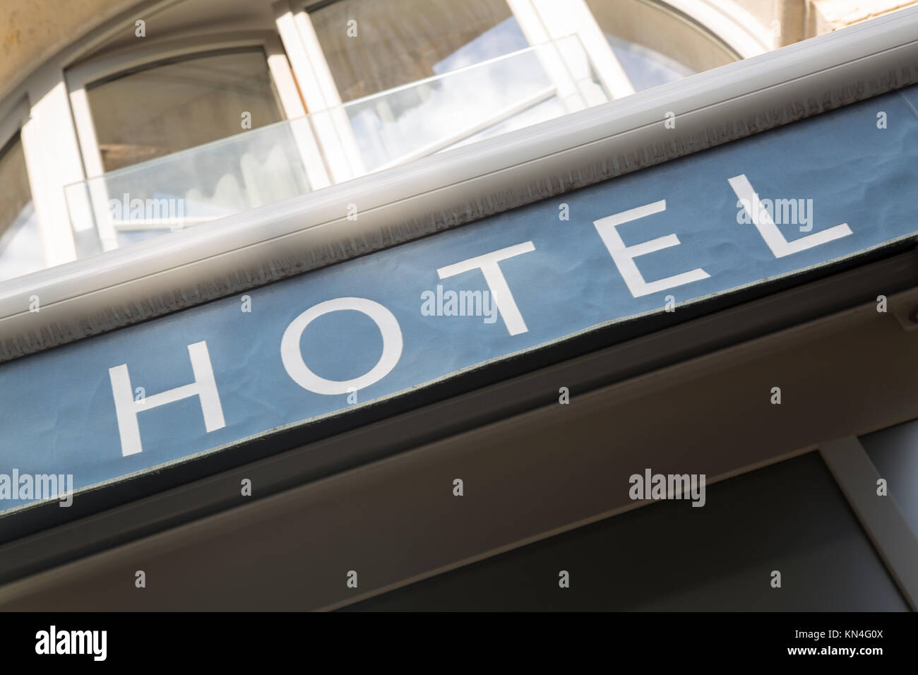 Hotel Sign on Diagonal Slant Stock Photo - Alamy