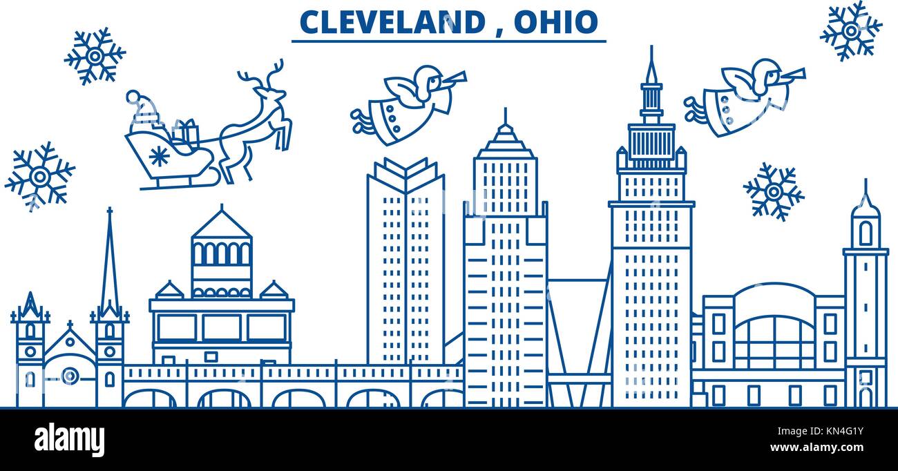 Cleveland skyline outline hi-res stock photography and images - Alamy