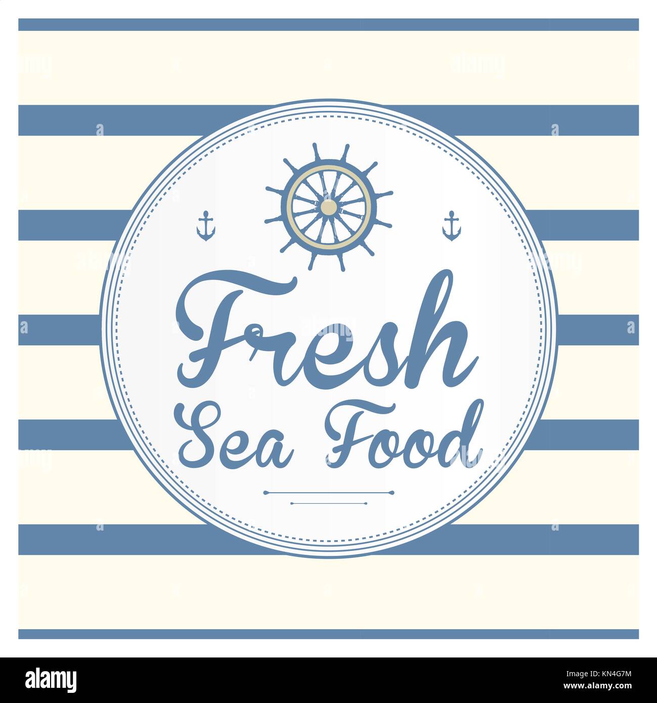 seafood on a striped background. The design concept for design seafood ...