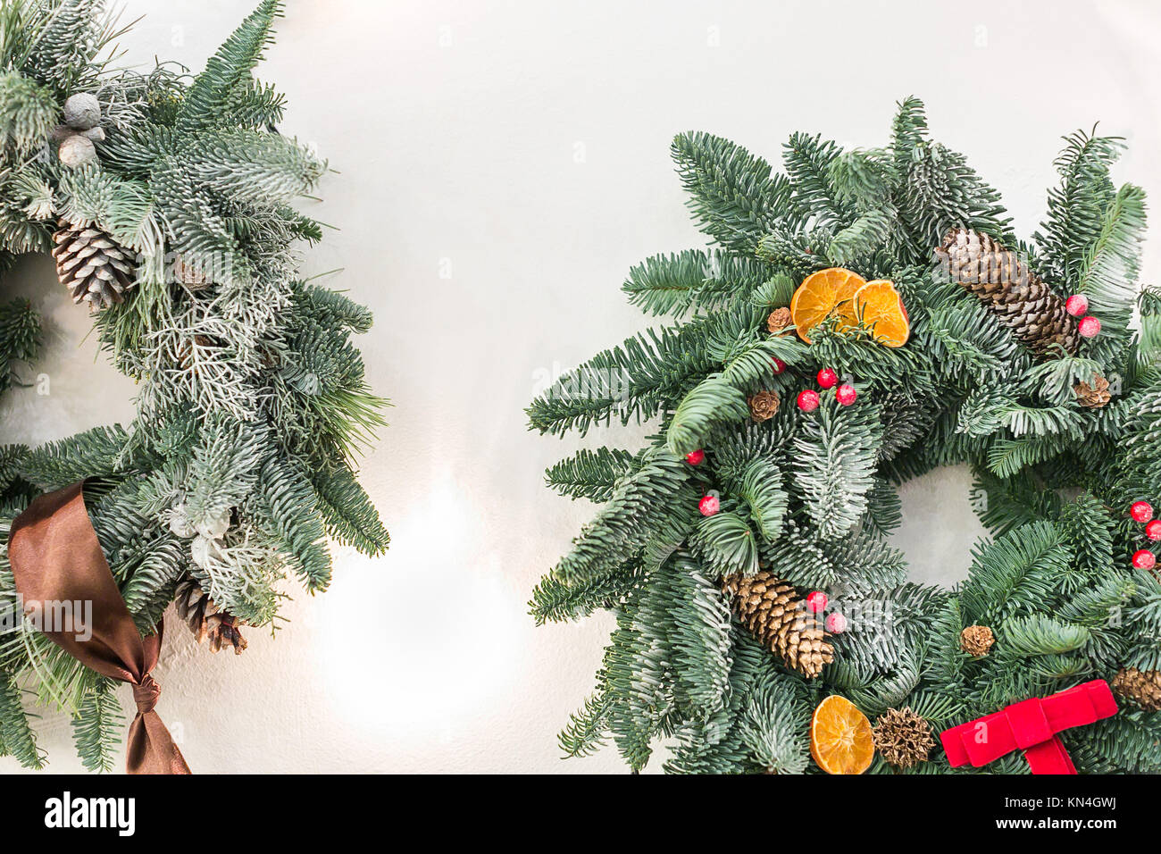 interior design, christmas, winter concept. fuzzy branches of conifer ...