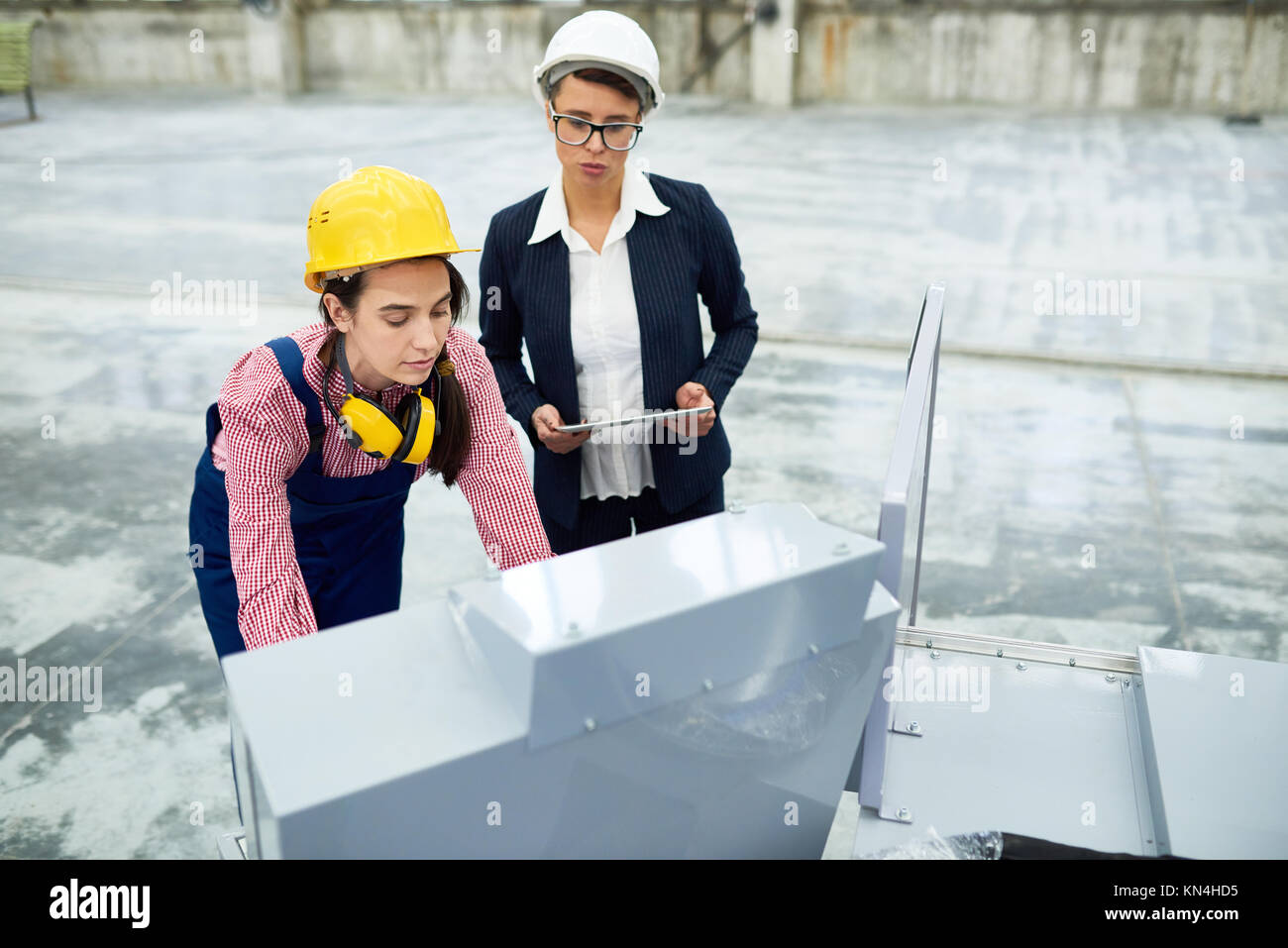 Operating Machine at Modern Plant Stock Photo - Alamy