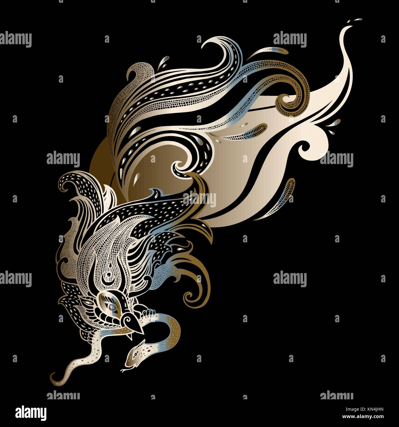 Garuda. Beautiful bird. Vector hand drawn illustration Stock Vector ...