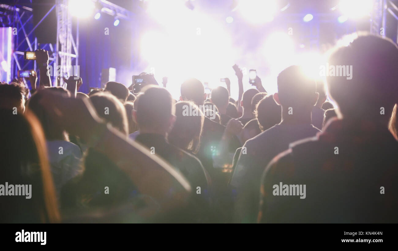 Crowd spectators in auditorium at a rock concert Stock Photo - Alamy