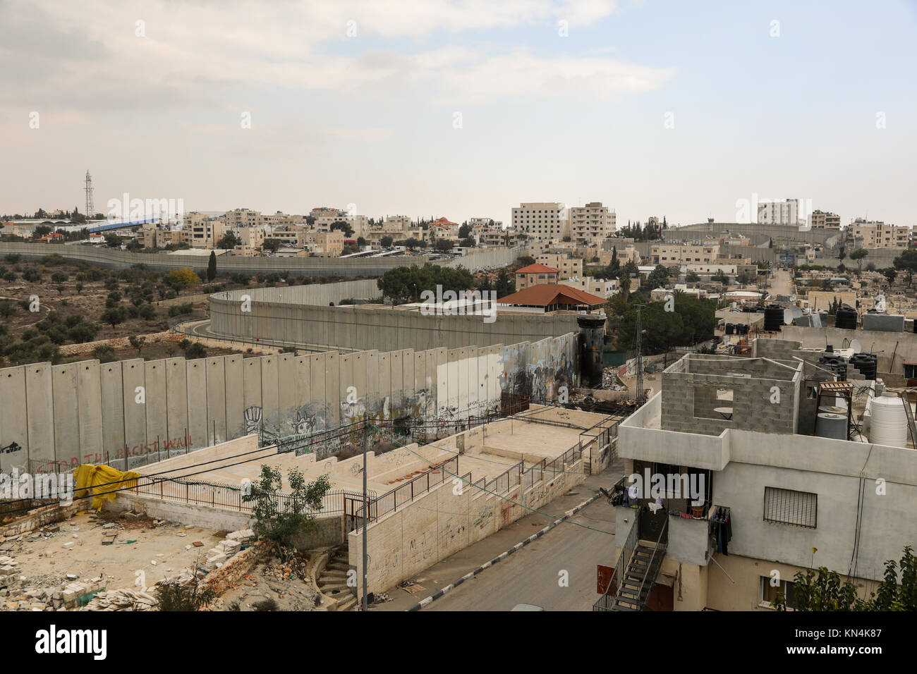 Israeli security wall or barrier in the occupied territories of the ...