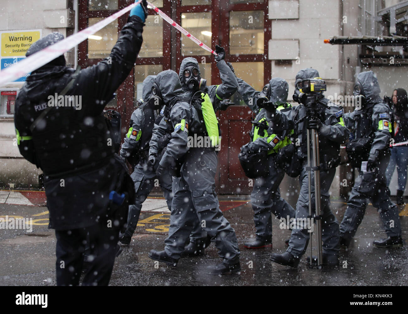 Members of the police, fire brigade and ambulance service during a ...