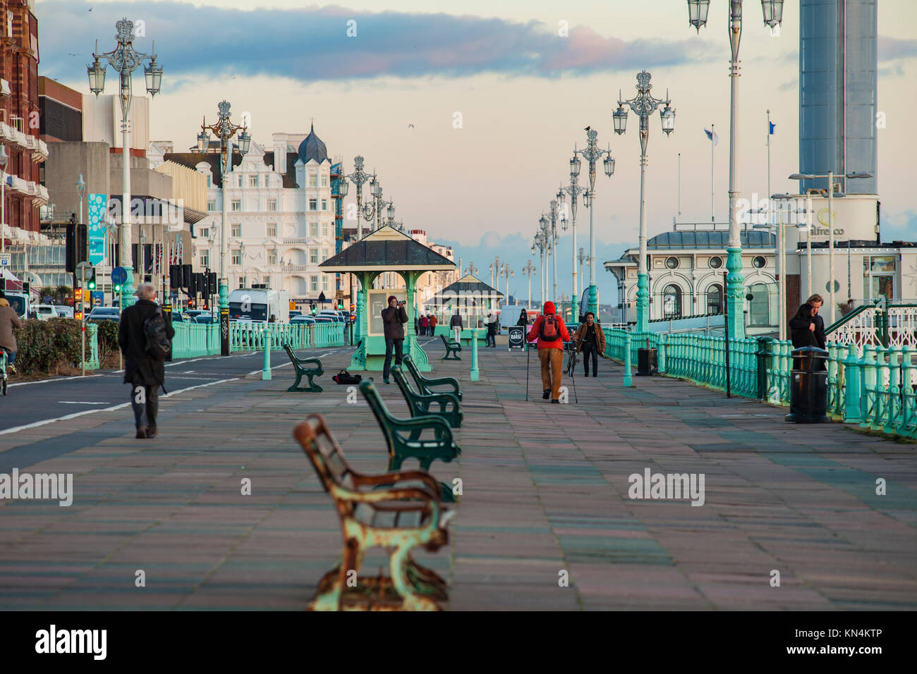 Winter evening on Brighton seafront, East Sussex, England Stock Photo ...