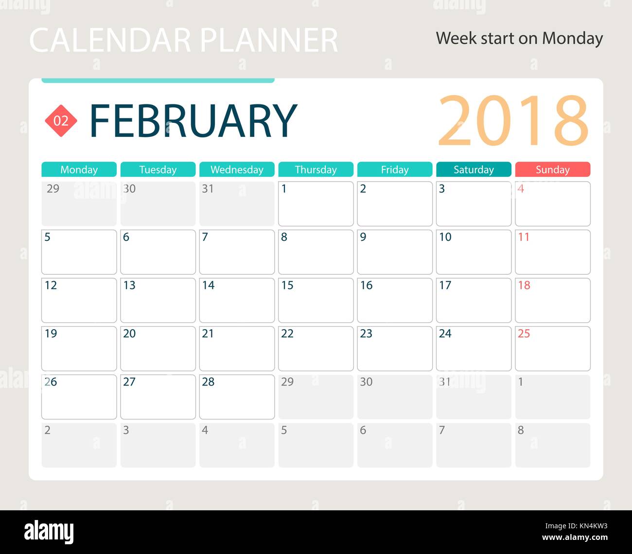 Editable Calendar February 2018