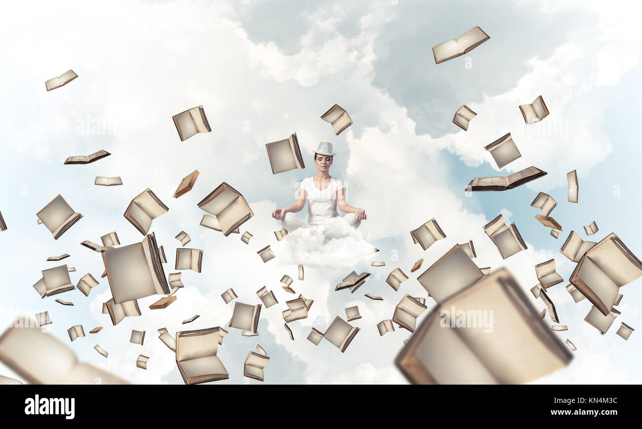 Young woman keeping mind conscious Stock Photo - Alamy