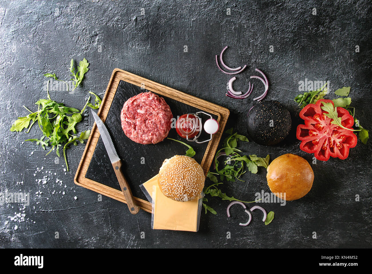 Ingredients for burger Stock Photo - Alamy