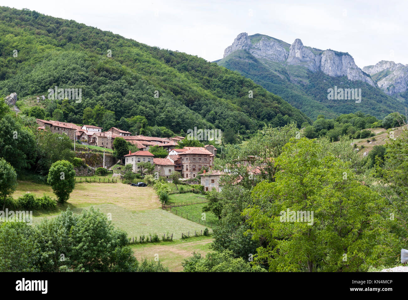 Rural village of Pido near the Picos de Europa montains, Cantabria ...