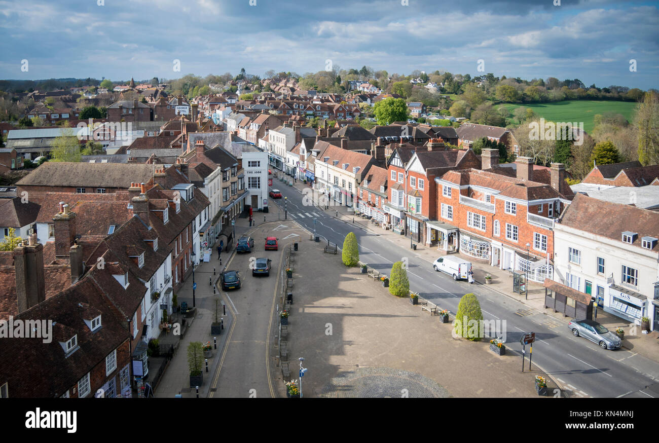 Aerial view of Battle High Street, Battle, Sussex, England, UK Stock ...
