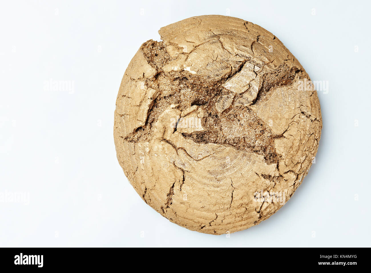 Round gold metal bread isolated on white background top view Stock ...