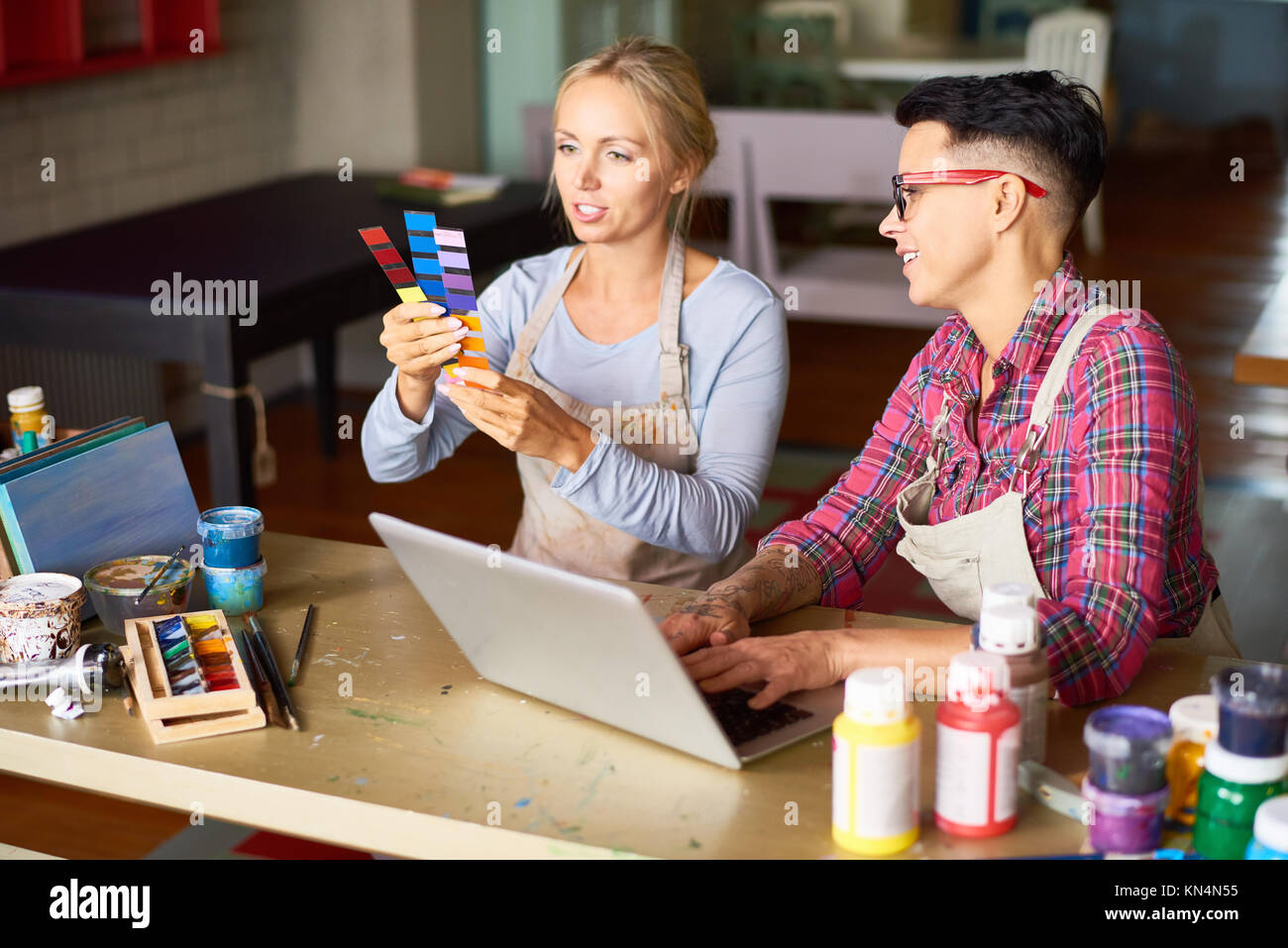 Two Female Interior Designers Working Together Stock Photo - Alamy
