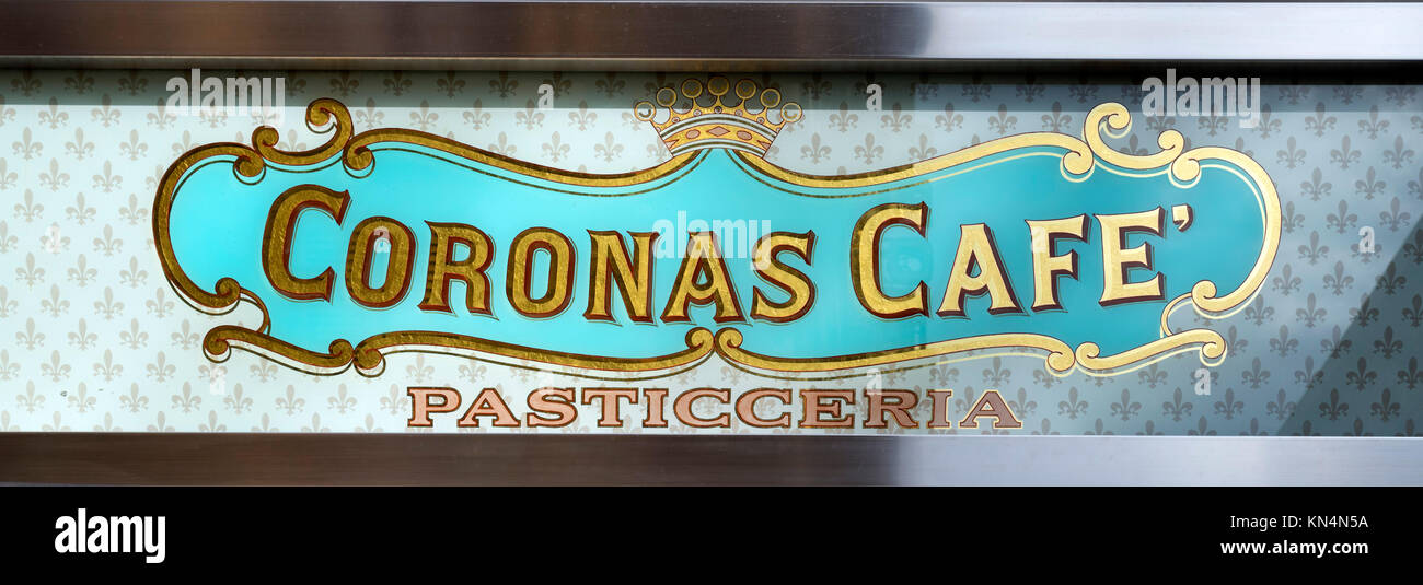 Traditional sign for a cafe and pasticceria, Florence, Italy Stock ...