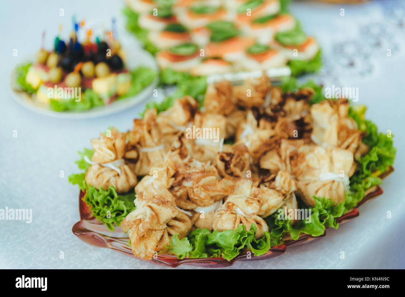 Delicacies and snacks at a buffet or Banquet. Catering Stock Photo - Alamy