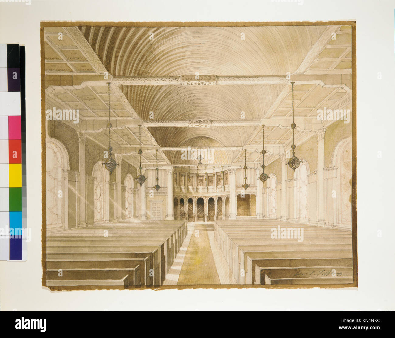 This design illustrates a planned layout for the nave of a church ...