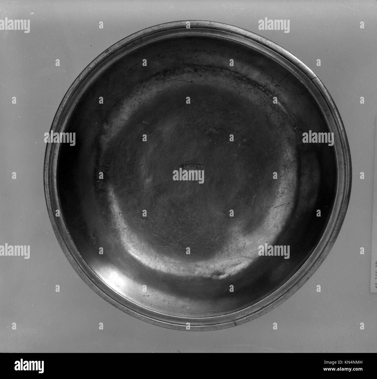 A pewter basin created by John Skinner between 1756 and 1785. The basin ...