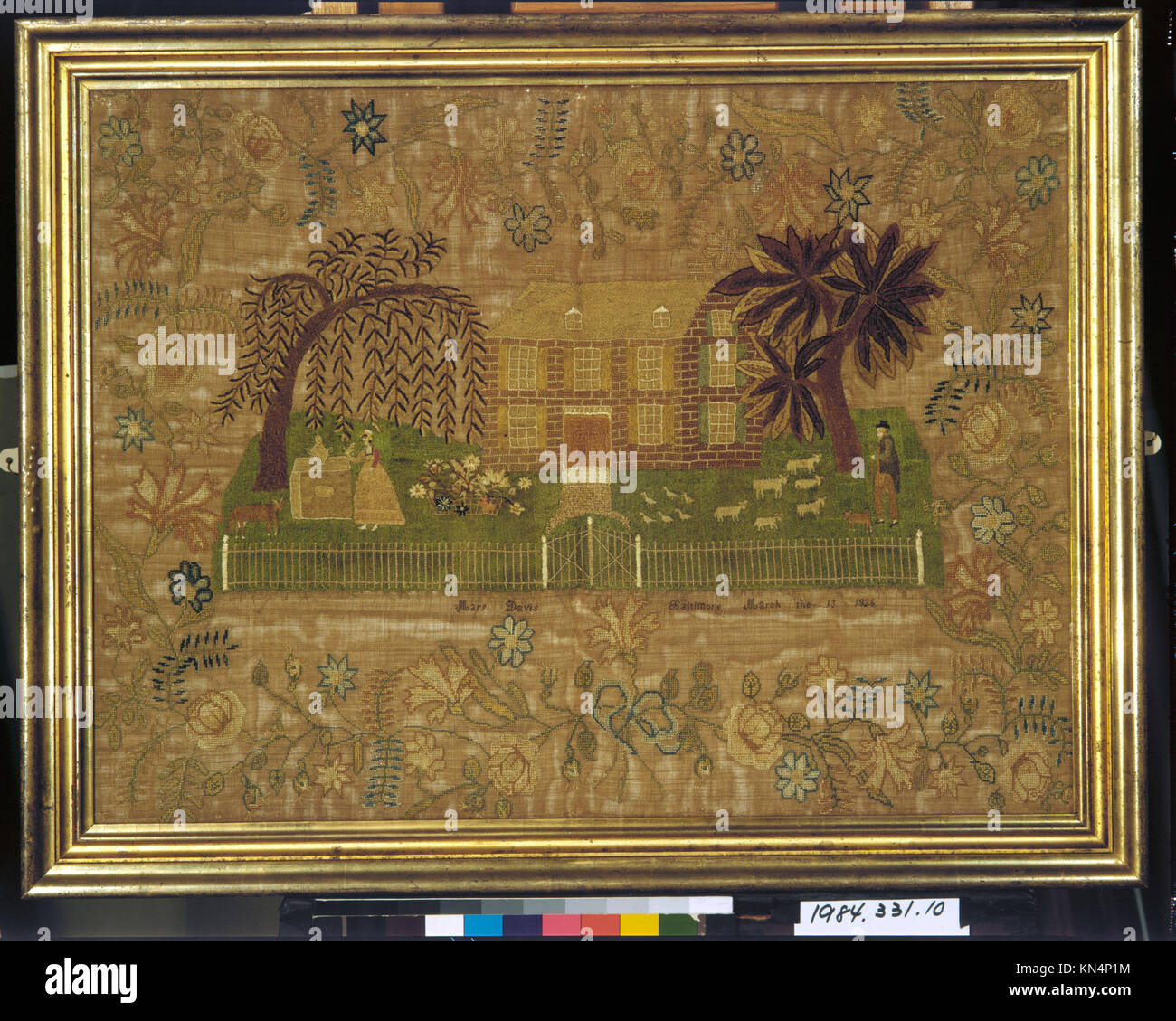 This embroidered sampler showcases intricate needlework, reflecting the ...