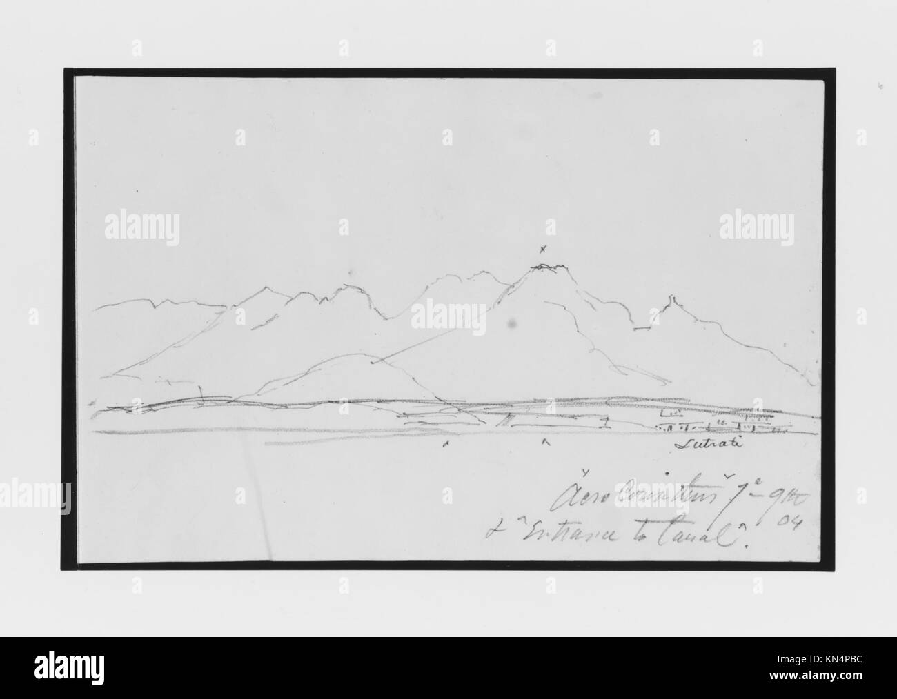 This sketch illustrates the entrance to a canal, offering a detailed ...