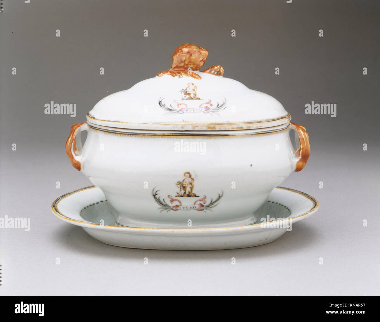 A covered sauce tureen, made for the American market in China around ...