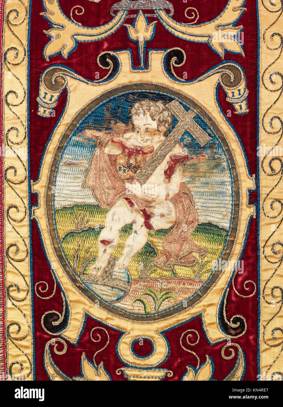 A medieval Christian chasuble, accompanied by its stole and maniple ...