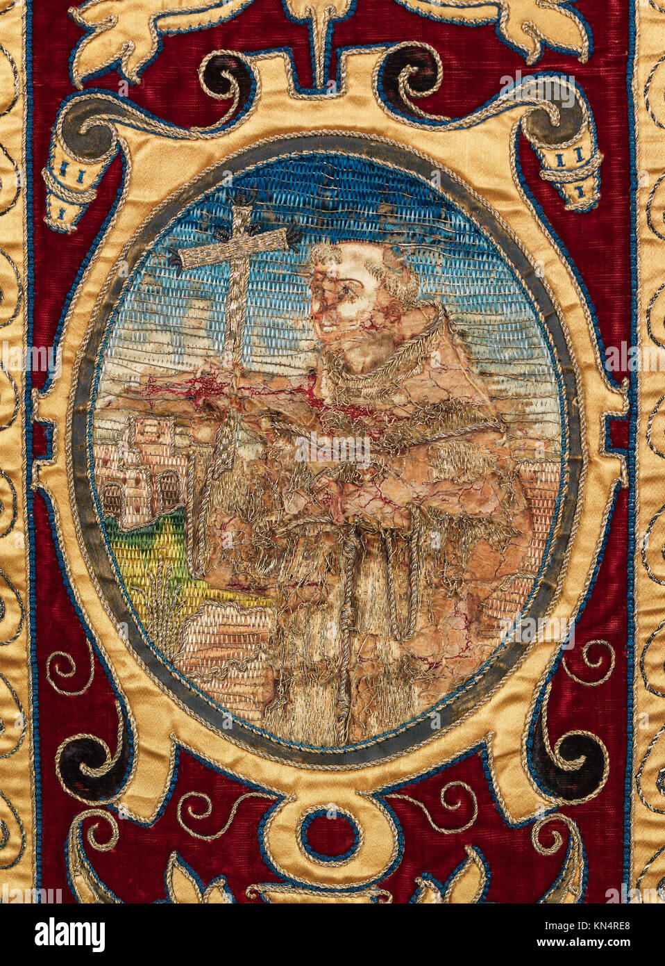 A liturgical ensemble of chasuble, stole, and maniple, showing ...