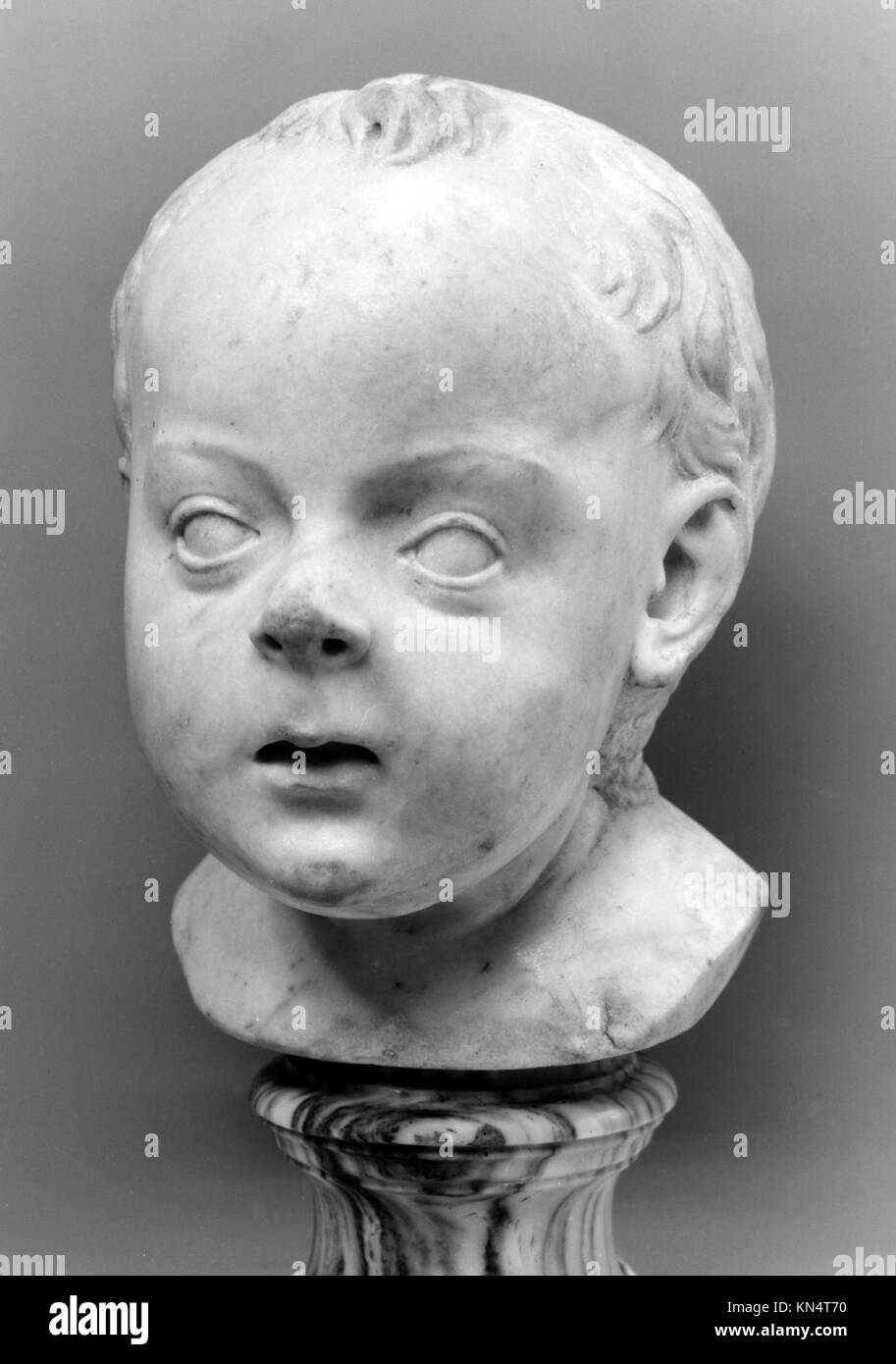 This head of a child sculpture represents an example of portraiture ...