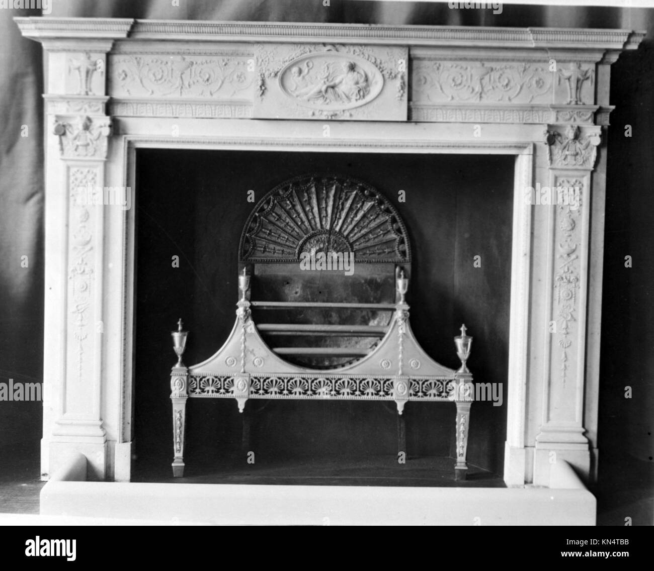 Metal basket grate and fireback used in historical fireplaces ...