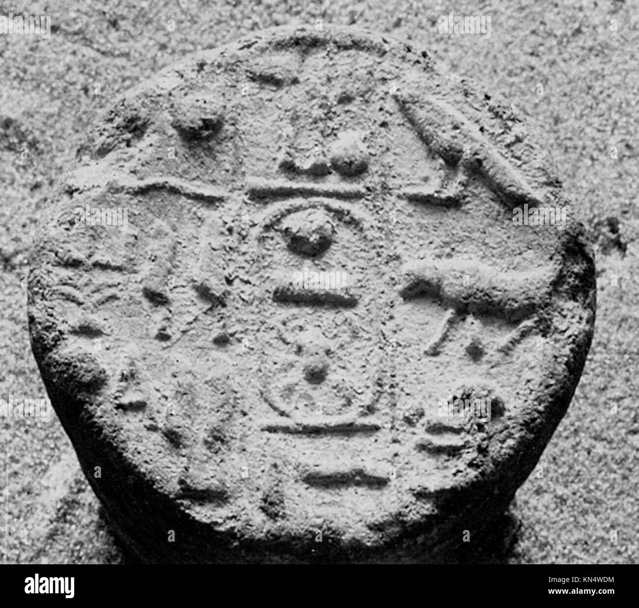 A funerary cone from ancient Egypt, inscribed with the names Amenemka ...