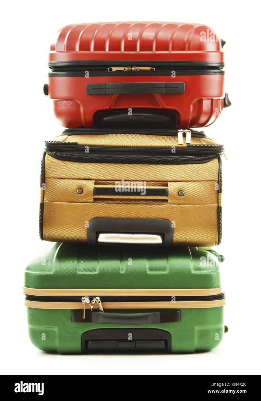 Three suitcases isolated on white background Stock Photo - Alamy