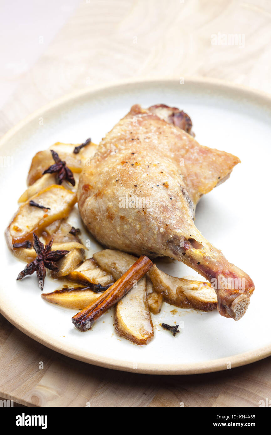 duck baked with apples Stock Photo - Alamy
