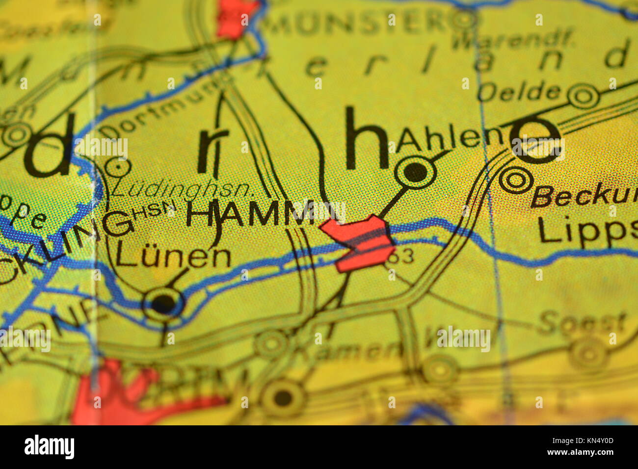 City name on a map Stock Photo - Alamy