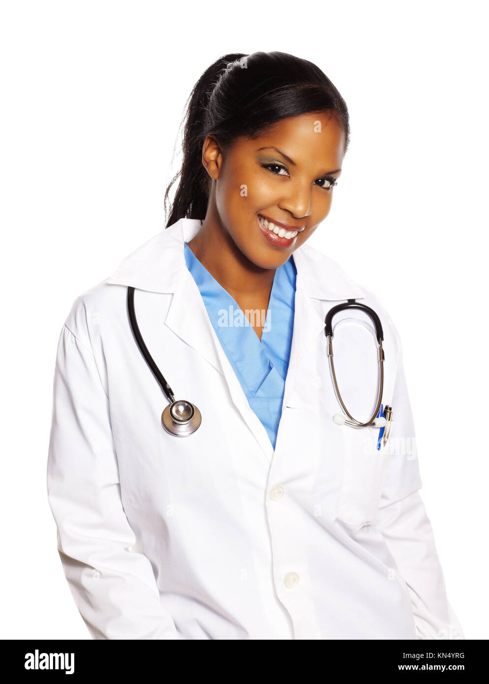 Portrait of a isolated young pretty doctor black woman Stock Photo - Alamy