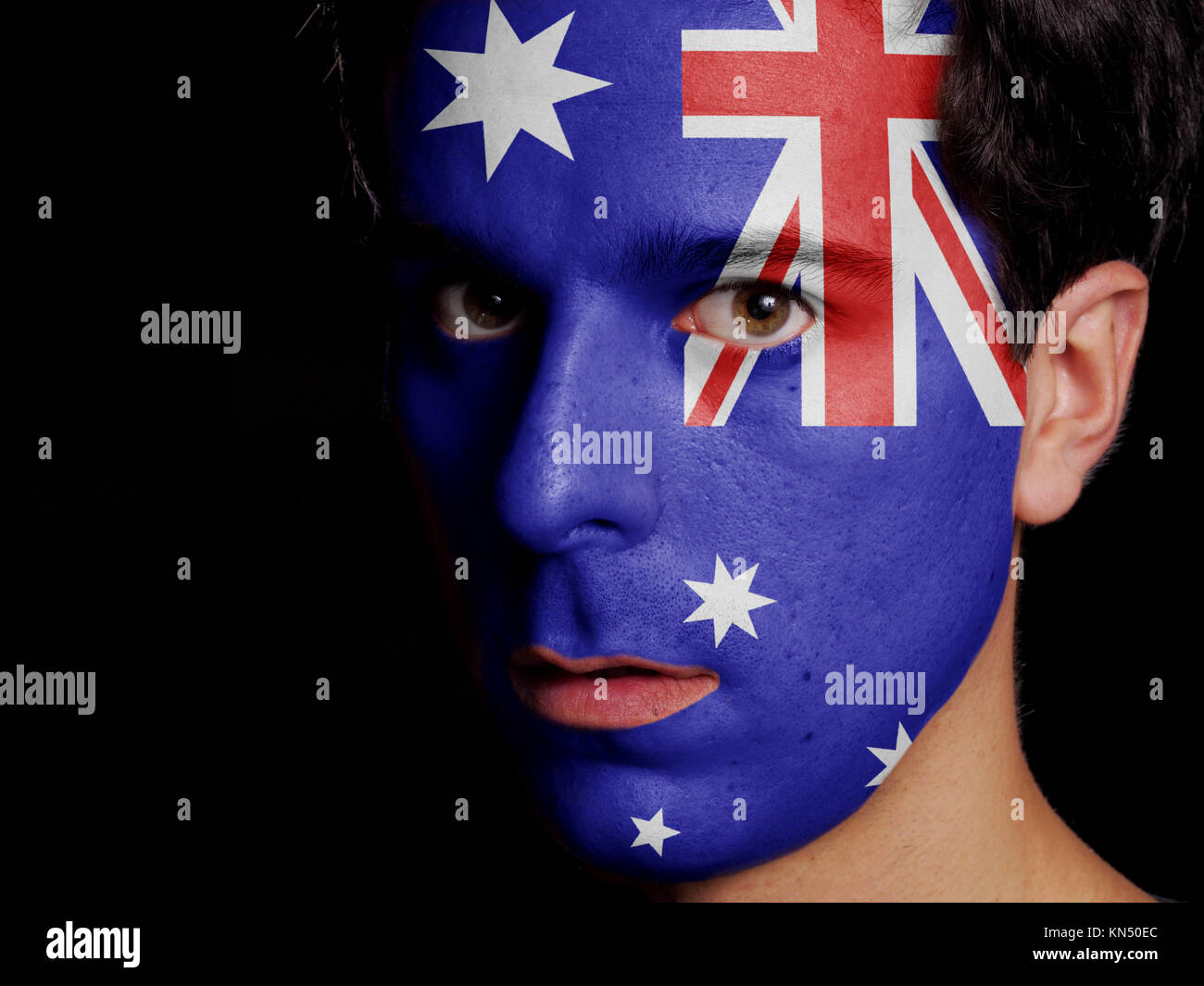 Australian painted man on face hi-res stock photography and images - Alamy